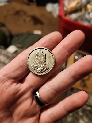 Praying Hands Pocket Token Coin 1.25" Silver Tone Faith Inspirational ...