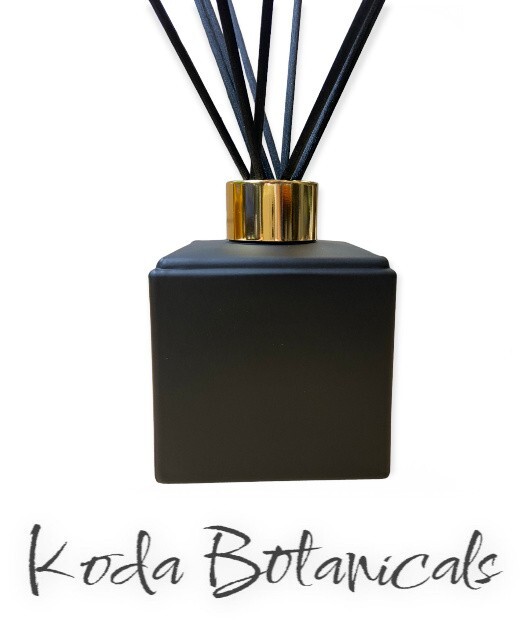 Cube REED DIFFUSER GLASSWARE Matt Black Glass w/ Gold Lid 140ml DECOR | eBay