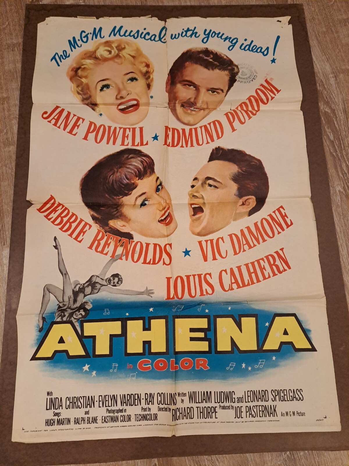 Jane Powell Debbie Reynolds "Athena" One Sheet Poster 1954 ORIGINAL ...
