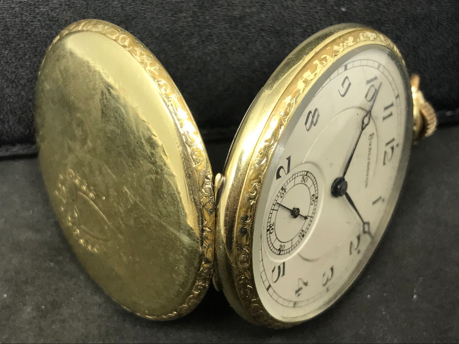 Burlington Watch Co. Pocket Watch 14K Gold Filed Strata Case 21j,Double ...