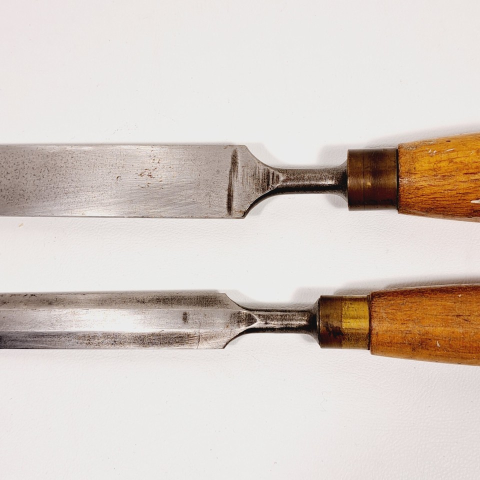 Vintage GREENLEE CHISELS 11/16" & 1" Bevel Edged Wood Working Tools Set ...