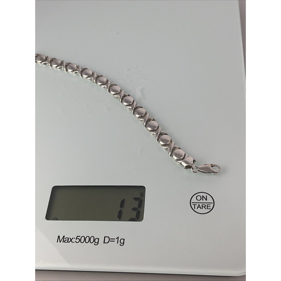Vintage 925 Sterling Silver XO Hearts Hugs & Kisses Tennis Bracelet 7 ...