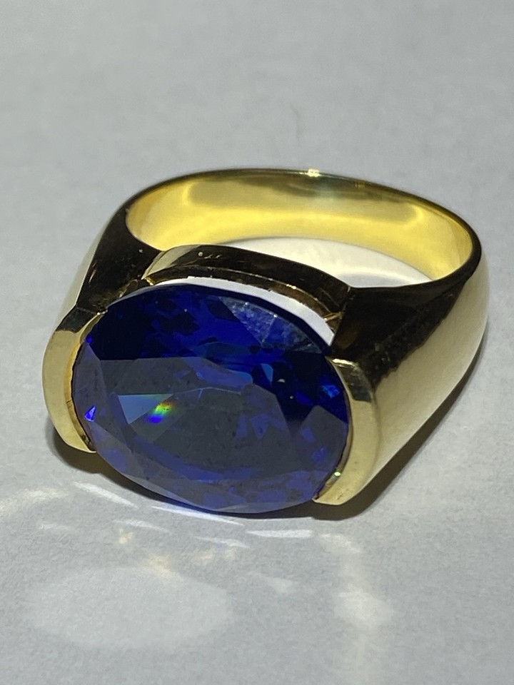 Heavy 18K Large Blue Stone Ring - Fine Quality | eBay