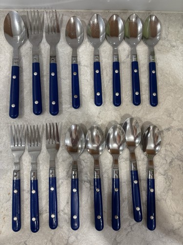 Blue Handle Flatware Incomplete Set 16 Pieces | eBay