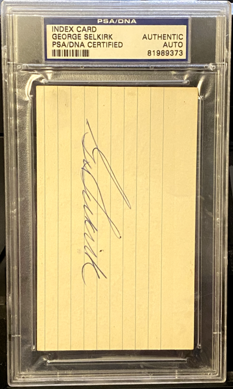 PSA/DNA George SELKIRK Autographed SIGNED Index Card AUTO 1934-1942 ...