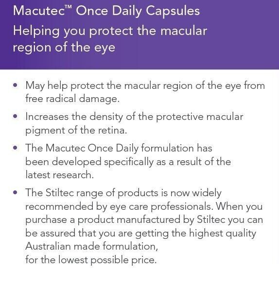 Macutec Once Daily 120 Capsules Eye Supplements Vitamin For Macular ...