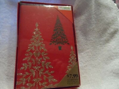 Rite Aid HOME 14 Christmas cards + 14 envelops, sparkle trees | eBay