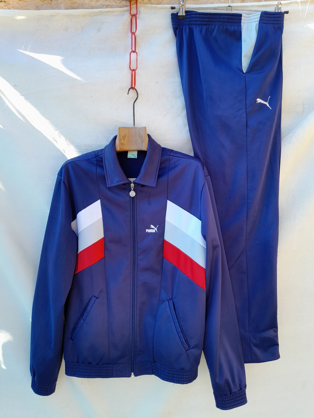 Vintage Puma Tracksuit Men's Large Blue Collared Earl… - Gem