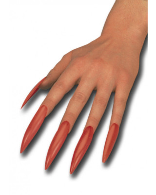 Halloween False NAILS RED CLAWS Talons Devil Fancy Dress Stick On Long ...