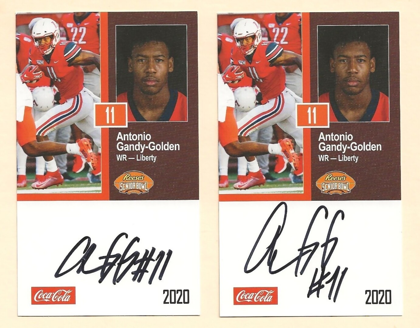 ANTONIO GANDY-GOLDEN Signed/Autographed 2020 SENIOR BOWL CARD Liberty ...