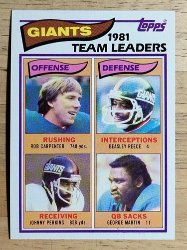 1982 Topps #415 Giants/Rob Carpenter/Johnny Perkins/Beasley Reece ...