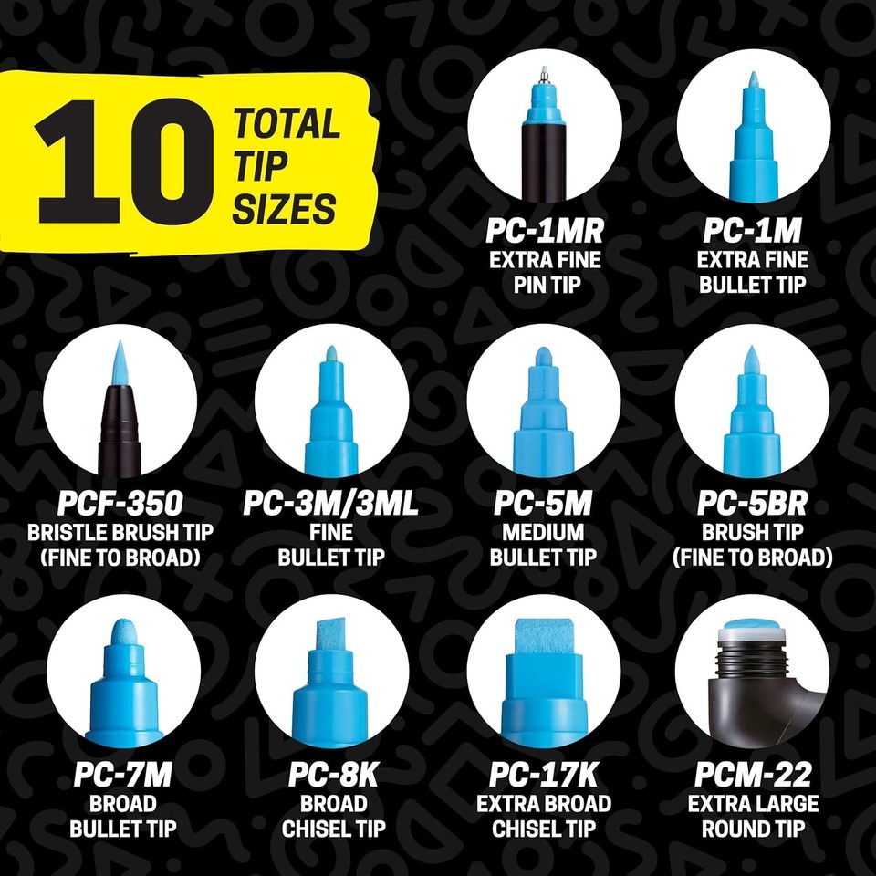 Uni-Posca Paint Marker Pen - Medium Point - Set of 15 (PC-5M 15C ...