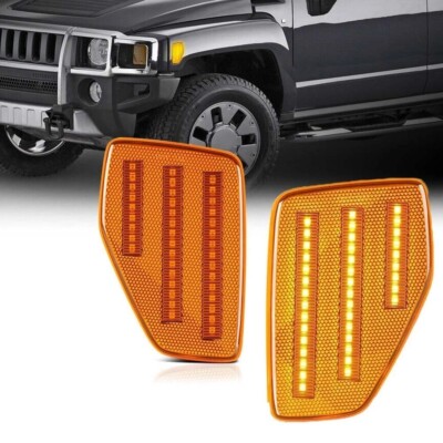For 2006-2010 Hummer H3 H3T LED Front Fender Side Marker Lights Turn ...
