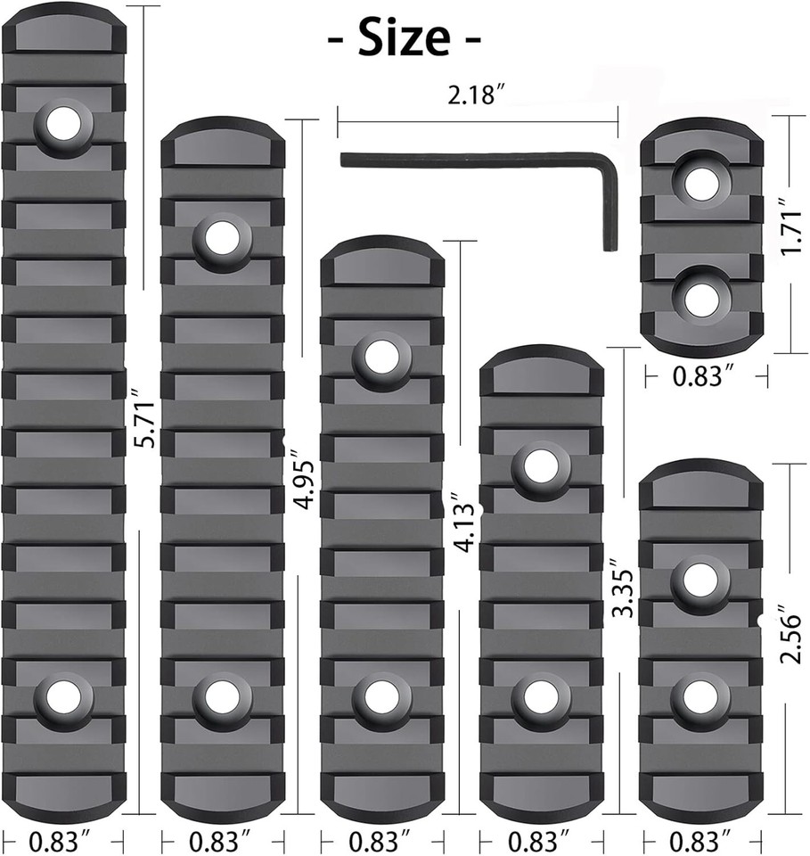 6 Pack Lock Picatinny Rail Aluminum 3/5/7/9/11/13 Slot Set M-Lok ...
