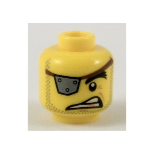 LEGO - Minifig, Head Silver Eyepatch w/ Rivets, Raised Eyebrow, Gold ...