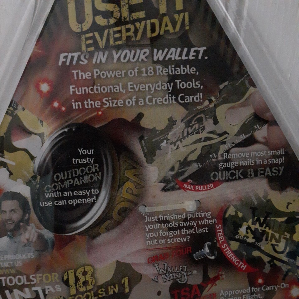 WALLET NINJA - 18 Tools in 1 Flat Multi Tool AS SEEN ON TV Fits Your ...