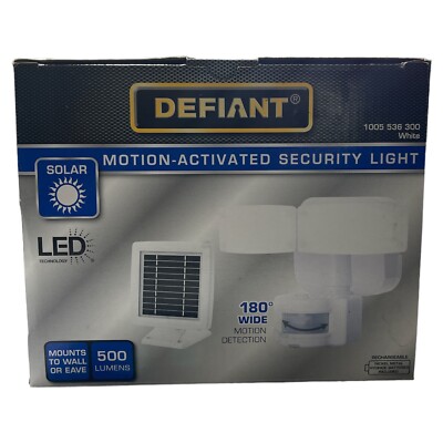 DEFIANT SOLAR LED Motion-Activated Security Light 500 Lumens | eBay