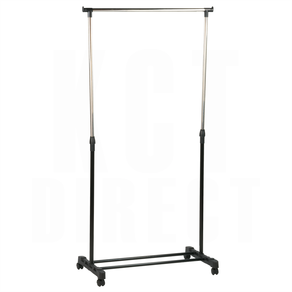 ADJUSTABLE CLOTHES RAIL PORTABLE GARMENT RACK HANGING DISPLAY STAND ON ...