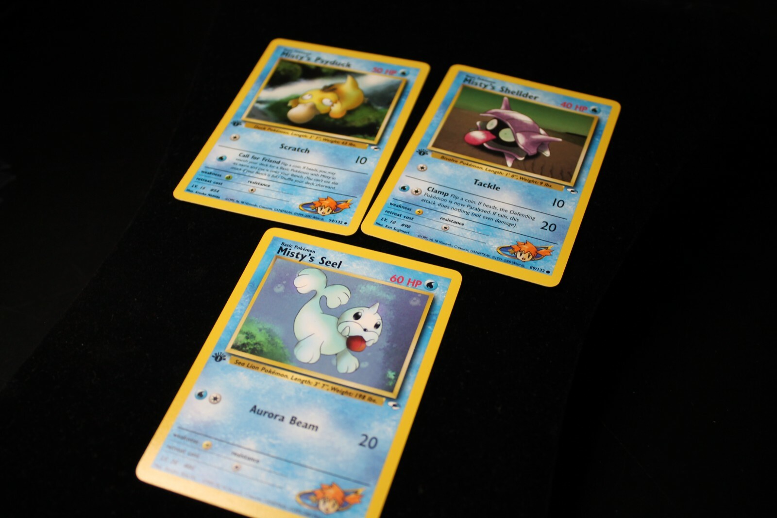 Misty's 1st edition 3 card lot Shellder, Seel, Psyduck WOTC 2000 | eBay