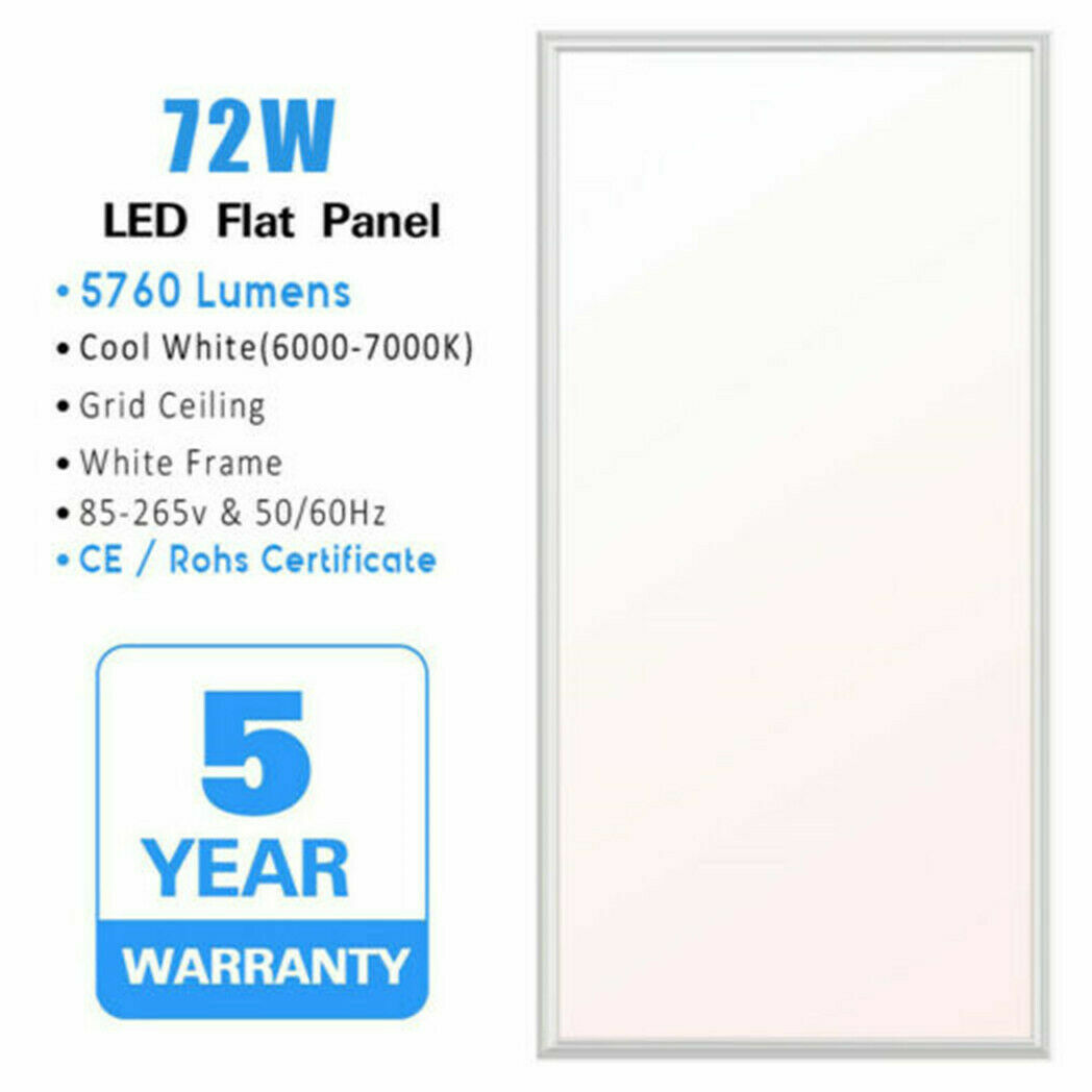 4 Pack 2x4' LED Panel Celling Light Troffer Edge-Lit Flat 72W 6500K ...