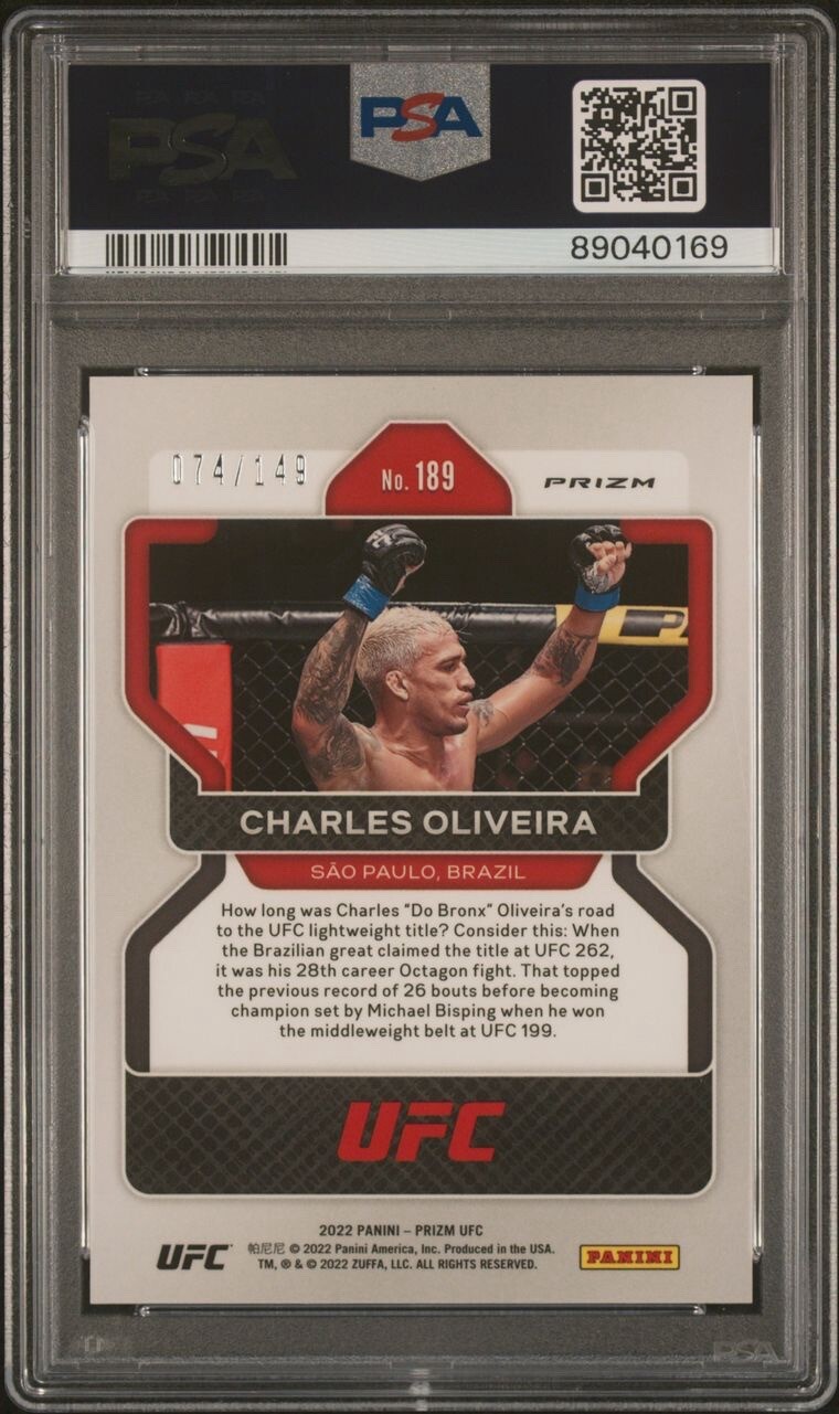Charles Oliveira #189 Purple 074/149-PSA 9- UFC 2022 Prizm | eBay