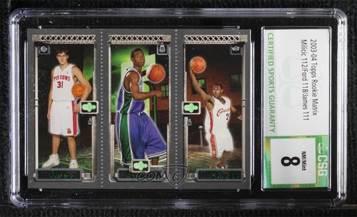 2003-04 Topps Rookie Matrix Darko Milicic TJ Ford LeBron James CSG 8 RC ...