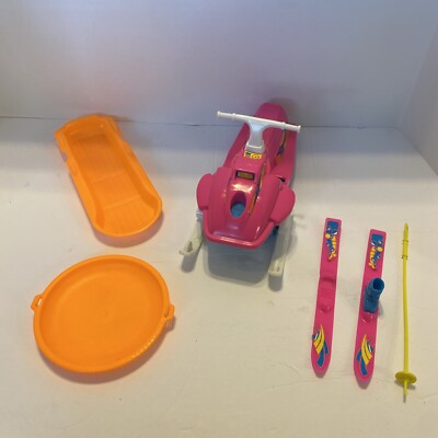 1989 Mattel Barbie Winter Sports Playset: Snowmobile, Saucer, Sled ...