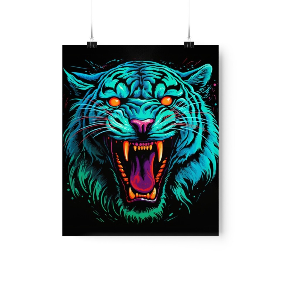 Cosmic Roaring Tiger Trippy Blacklight Premium Matte Vertical Poster | eBay