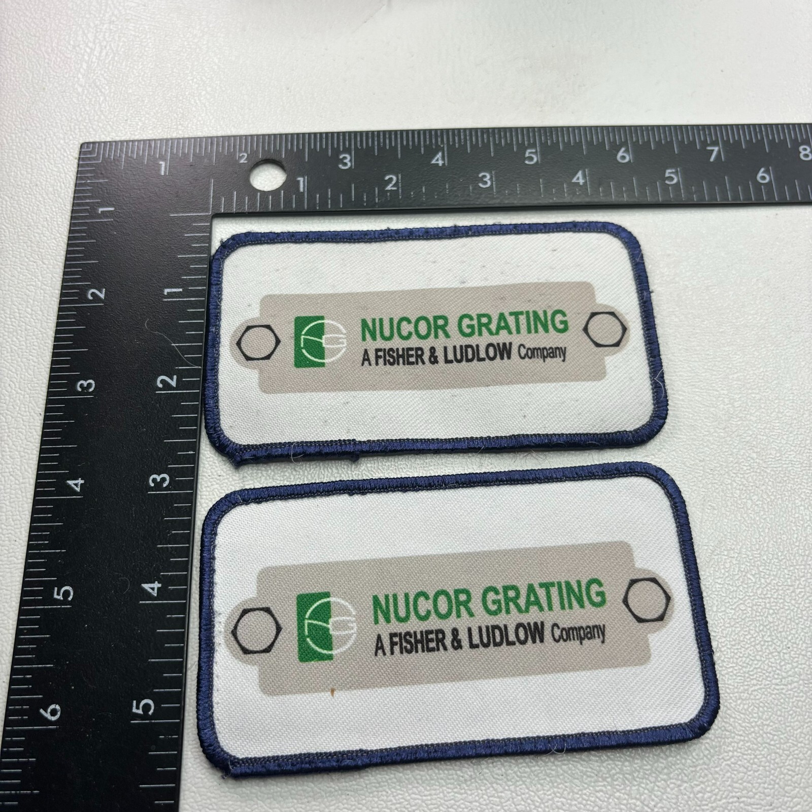 USED 2 Patches Advertising NUCOR GRATING FISHER & LUDLOW COMPANY Patch ...