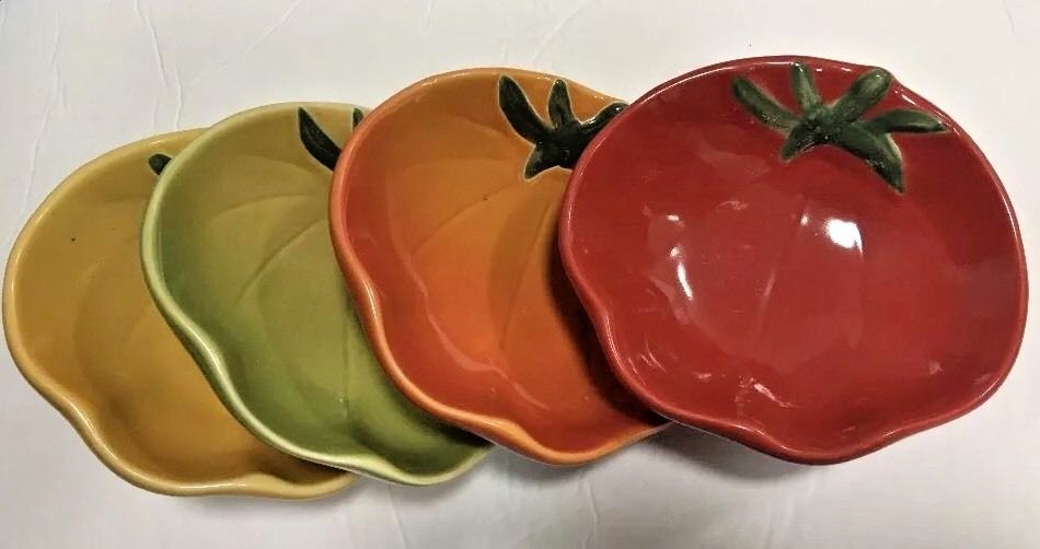Williams Sonoma 4-Serving Dishes Tomato Shaped Dipping Condiment ...