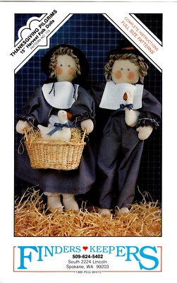 Thanksgiving Pilgrims Folk Dolls Craft Sewing Pattern by Finders ...
