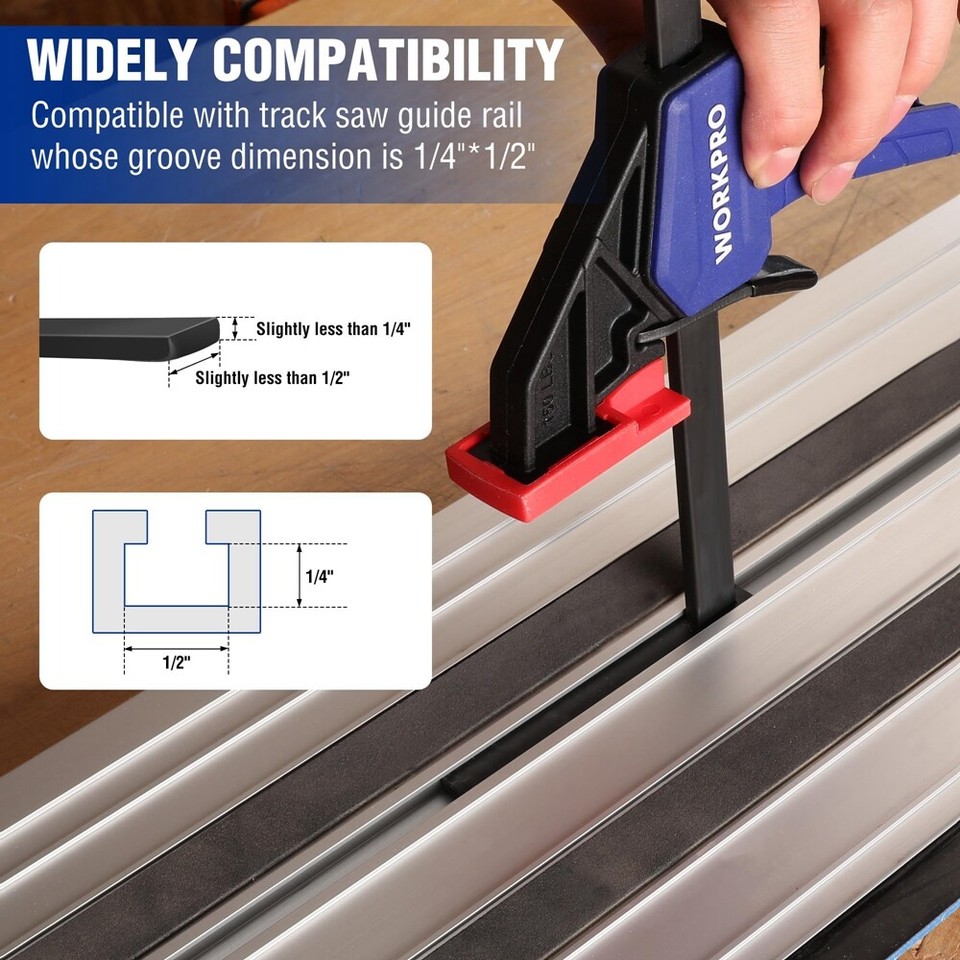 WORKPRO 2PCS 9" Track Saw Clamps Quick Release Track Saw Guide Rail ...