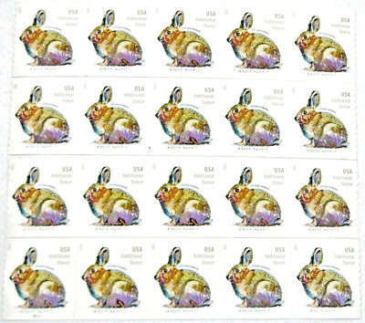 USPS Additional Ounce Stamps - Brush Rabbit (20 stamps) cut from a roll ...