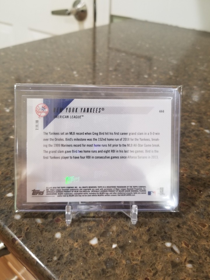 2018 Topps Now #444 New York Yankees 152nd HR Sets MLB First Half ...