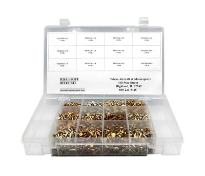 Solid Aluminum Rivet Kit, 3,900, Countersink Soft Rivets in 12 Sizes ...