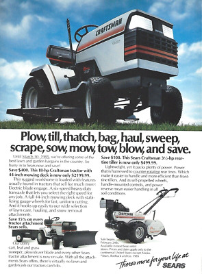 1985 Sears Craftsman Tractor Lawn Mower vintage Print Ad Advertisement ...