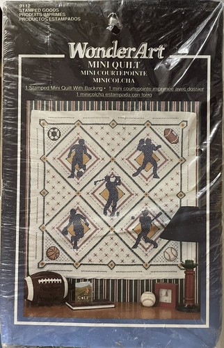 Wonderart 9112 Sports Stamped Cross Stitch 2 Packs Of 6 Quilt Blocks | eBay