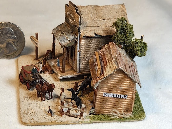 Z scale scratch built WILD WEST STAGE DEPOT - OAK - building, structure ...