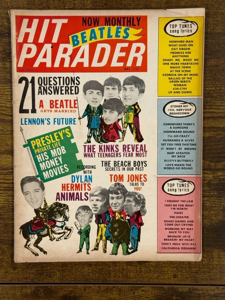 Vintage Hit Parader Magazines Lot (11) 1966-1970 Beatles Hendrix Jagger ...