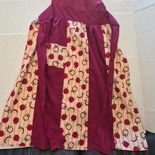 Red & Tan Apron with Red Sripes & Red Apples, Tie in Back. 30.5 Long ...