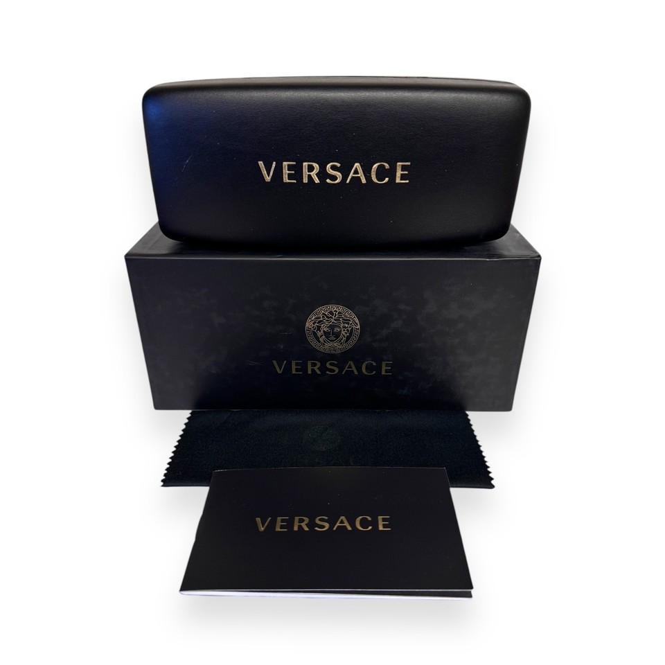 Versace Sunglasses Polished Black Gold Logo Crystals VE 4470B GB1/87 ...