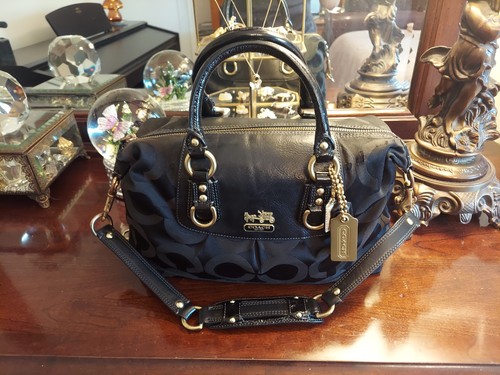 COACH Madison Signature 12947 Shoulder Bag Handbag Tote Bag Black | eBay