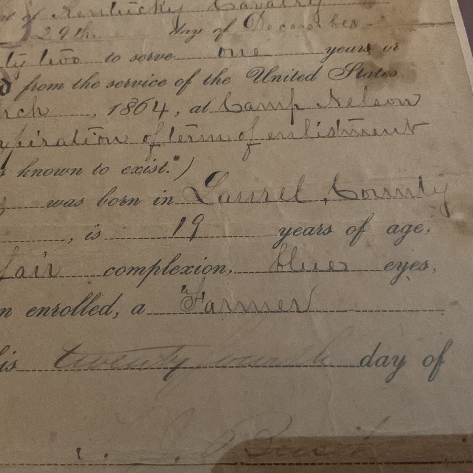 Civil War Discharge: Stephen G. Bowles 14th Regiment of Kentucky ...