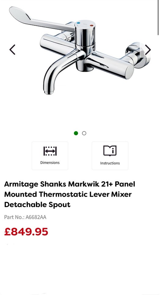 Armitage Shanks A6682AA Markwik 21+ Wall Mount Thermostatic Lever Mixer ...