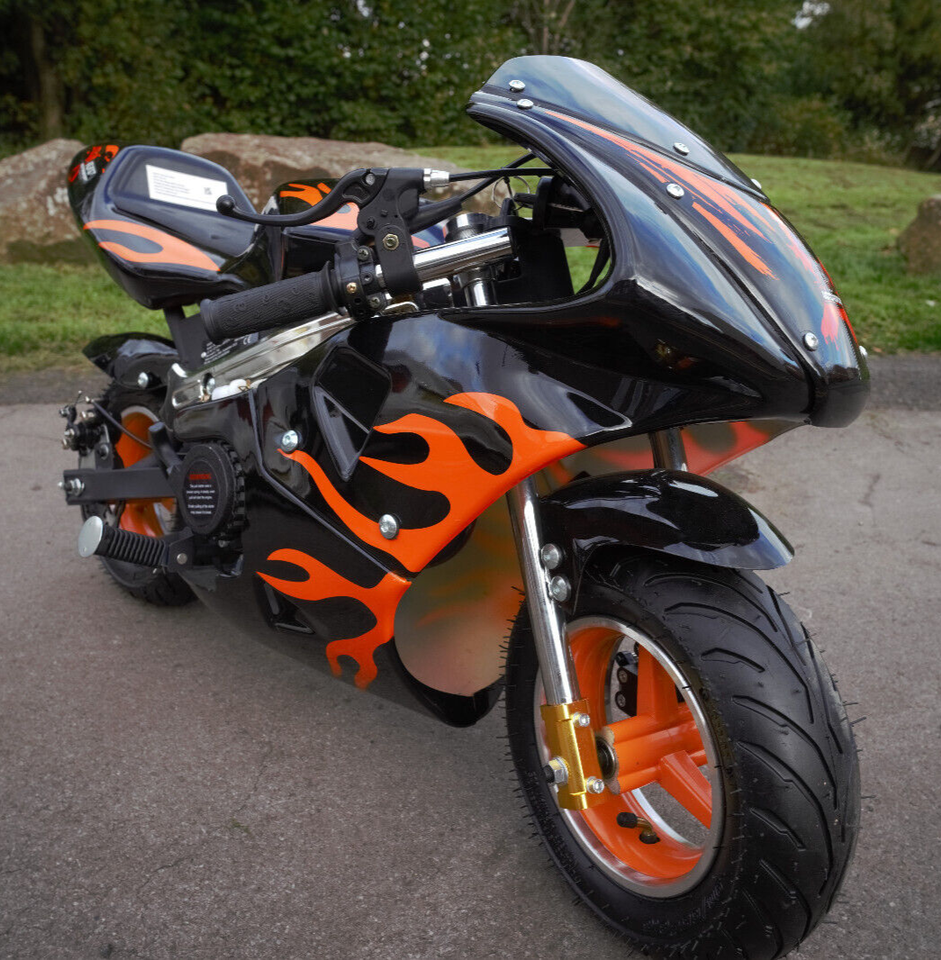 Mini Pocket Motorcycle Moto Racer Sports Petrol ORANGE Dirt Bike 50cc ...