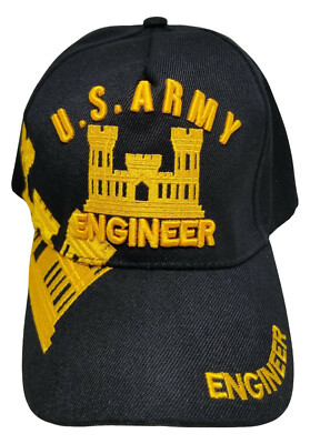 US ARMY Engineer Baseball Cap Black Military Hat with Castle Emblem for ...