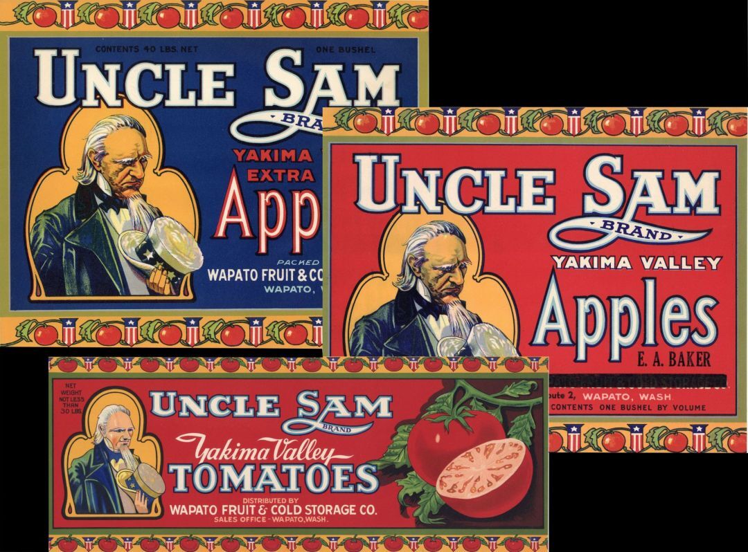 Set of 3 Patriotic Uncle Sam Labels - Fruit Crate Labels | eBay