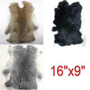 1x 16"x9" Genuine Natural Rabbit Fur Skin Tanned Leather Hides Craft ...