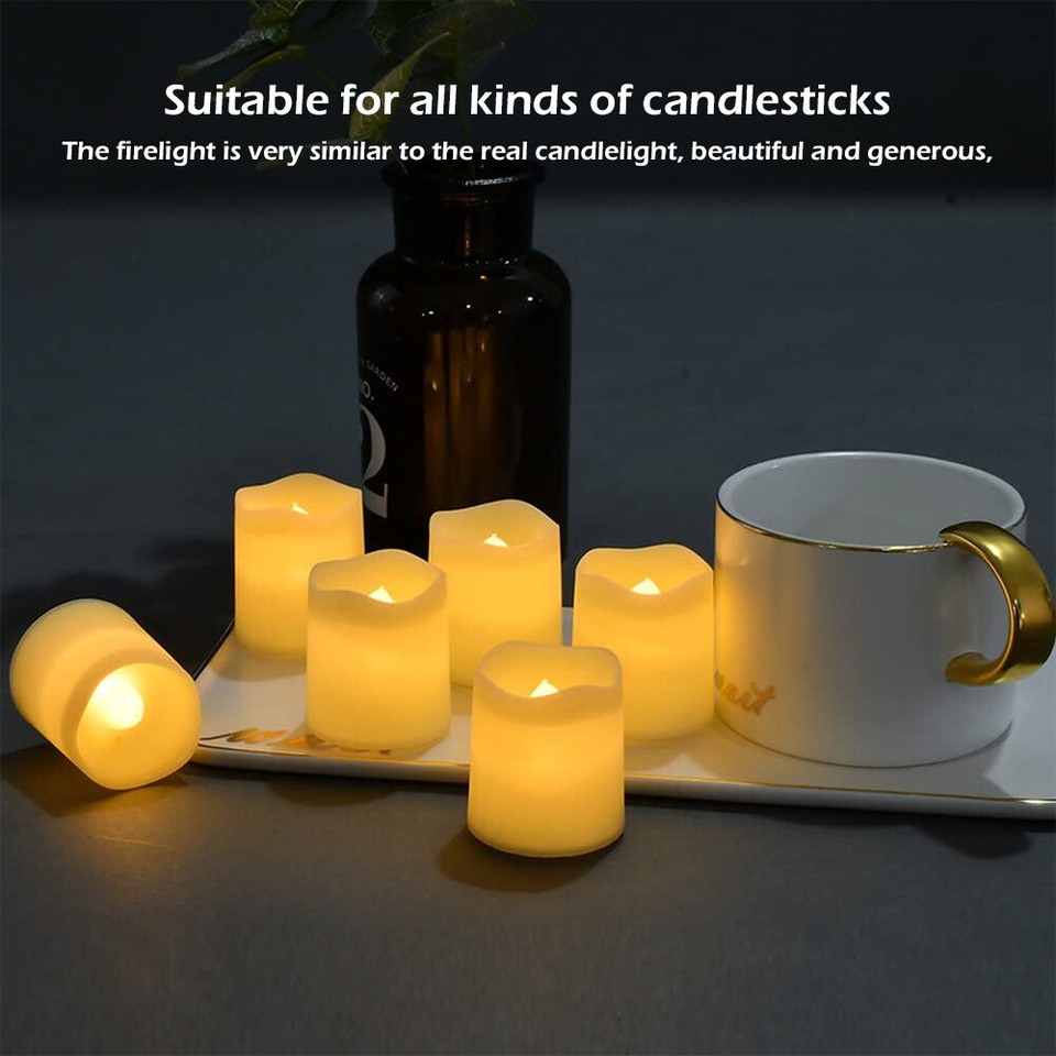 24PCS Flameless Flickering LED Tea Lights Timer Votive Candles Battery ...