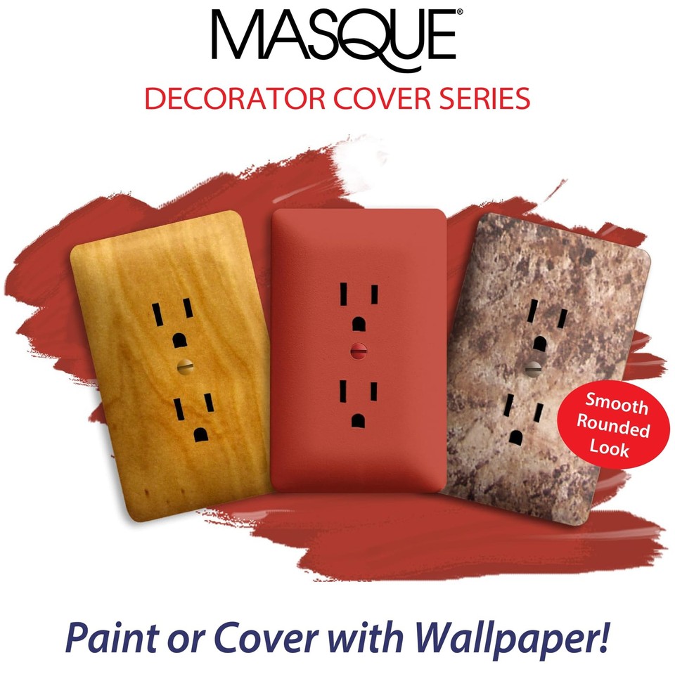 2000W Masque 2000 1-Gang Decorator Style Wallplate, Paintable Duplex ...